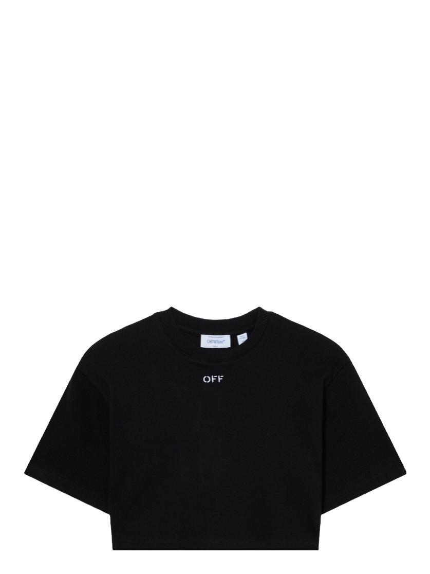 OFF-WHITE Off-White Off Stamp Ribbed Cropped T-Shirt